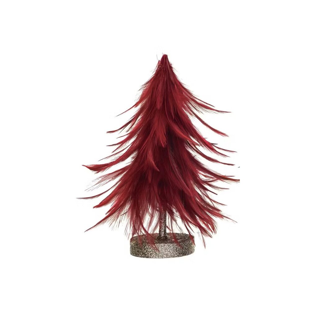 8" Red Feather Tree with Gold Glitter Base – Cait's Emporium